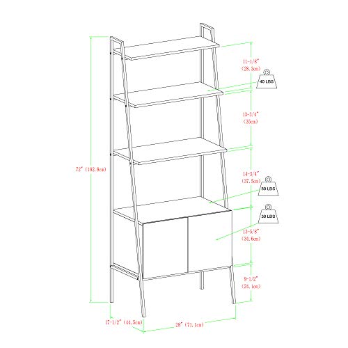 Walker Edison Industrial Wood Ladder Bookcase Home Office Workstation, 72 Inch, Dark Walnut