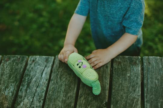 Pebble Fair Trade Handmade Crochet Cotton Friendly Peapod Rattle, 9-inch Length