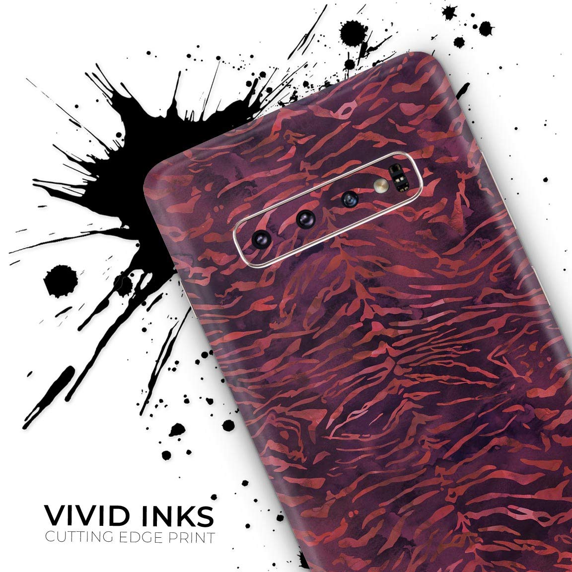 DesignSkinz Wine Watercolor Tiger Pattern Protective Vinyl Decal Wrap Skin Cover Compatible with The Samsung Galaxy S20 (Screen Trim & Back Glass Skin)