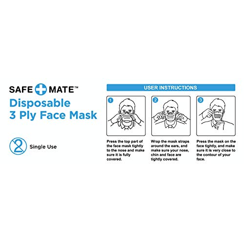 Case-Mate Disposable 3 Ply Face Mask, 50 Count (Pack of 1)