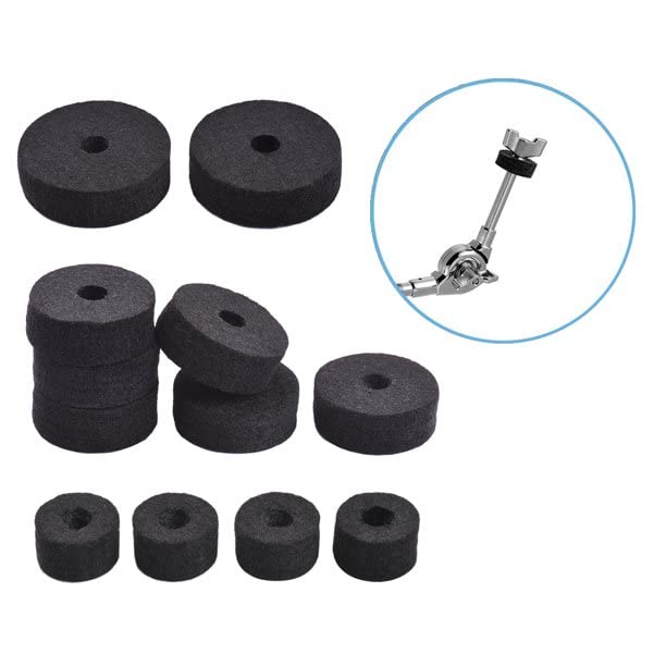 23PCS Cymbal Replacement Accessories, Cymbal Stand Felts, Drum Cymbal Felt Pads Include Wing Nuts, Felt Cymbal Sleeves with Base Wing Nuts, Washer, Sleeves and Base Wing Nuts Replacement (Black)