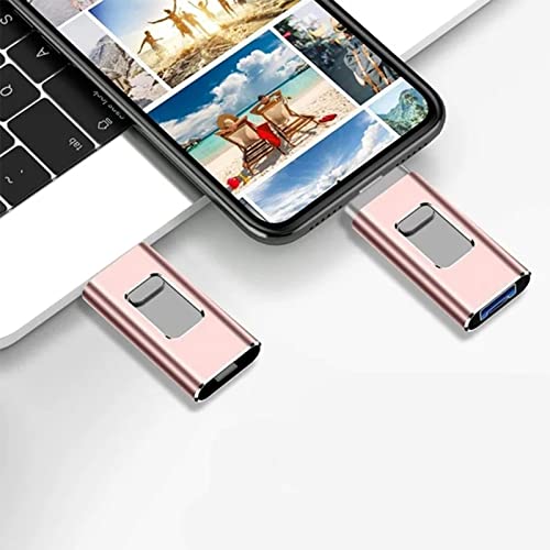 4 in 1 High Speed USB Multi Drive Flash Drive, Flash Drive for iPhone & Photo Stick for Android Phones, Photo Stick Omni for iPhone and Computer (Gold,64GB)
