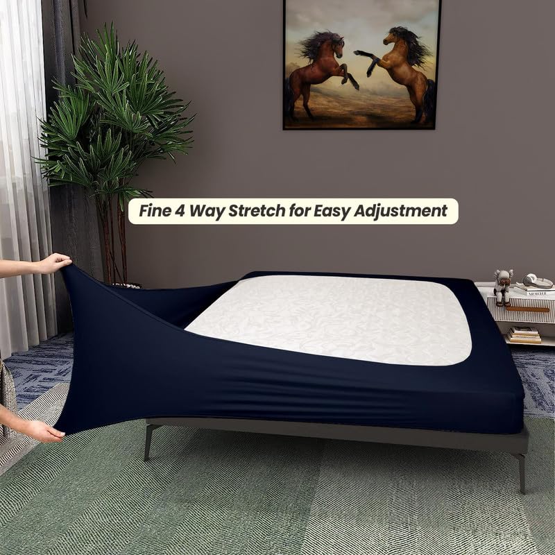 Absolute Mattress Box Spring Cover Twin Size Fits Upto 18" Inch Deep All Around Elastic for Snug Fit Your Mattress Polyester Fabric Thick Box Spring, Navy Blue