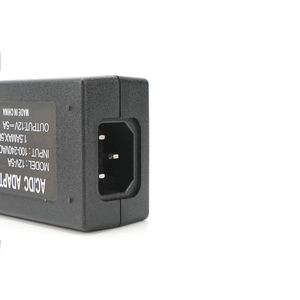 Desvorry Power Supply 12V 5A,AC100-240V to DC12V 60W Converter Adapter Driver Transformer, 5.5mm x 2.1mm Jack for Led Strips,LCD Monitors,CCTV Camera