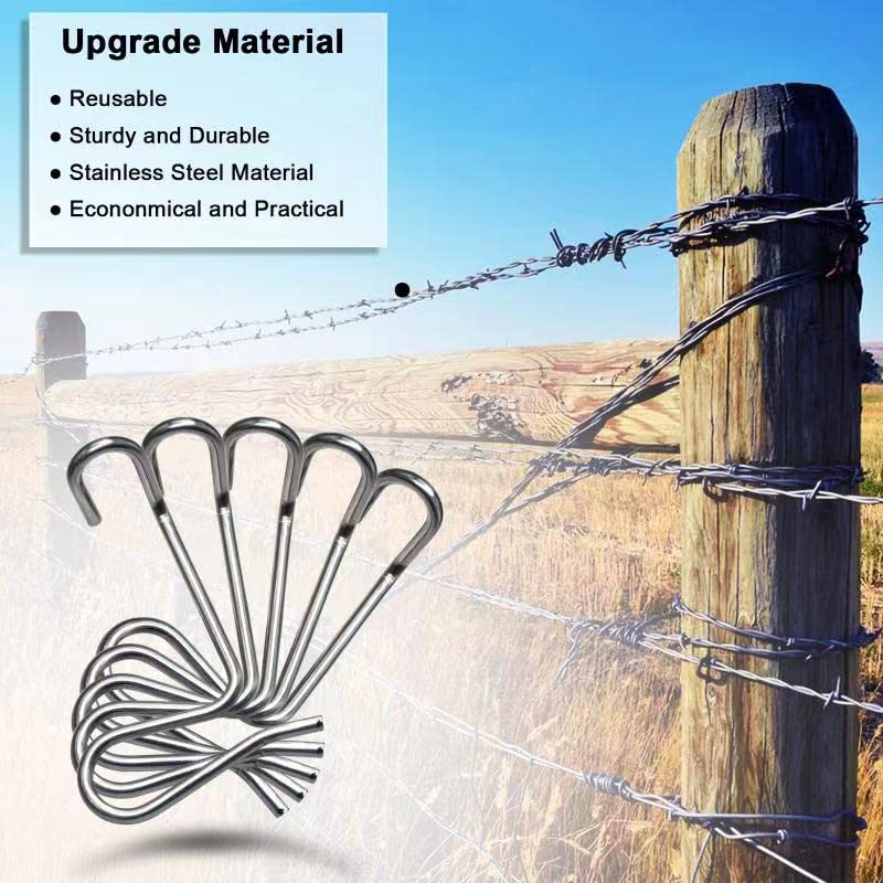 20 Pcs Fence Wire Tightener Tool with Tighteners Handle, Stainless Steel Barbed Wire Fence Tool for Tightening and Fixing Fences