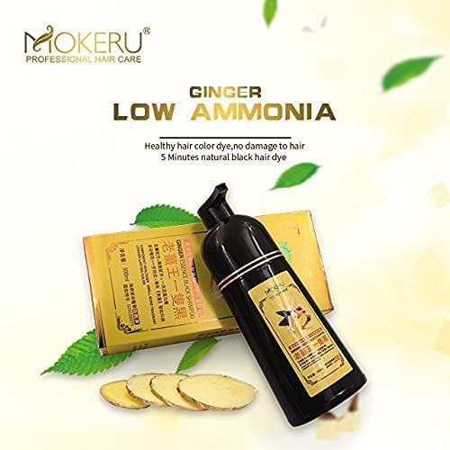 MADAME FIN MOKERU Ginger Black Hair Shampoo Magic 5 minutes natural black hair dye Component Healthier Smell More Fragrant Longer-Lasting Color