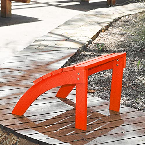 PolyTEAK Outdoor Ottoman, Real Wood Look abd Feel, All-Weather Outdoor Patio Adirondack Foot Stool, Outdoor Firepit Foot Rest for Adirondack Chairs (Red)