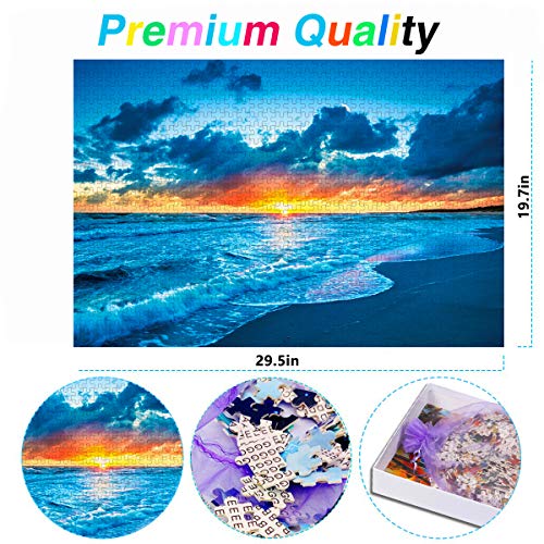 Jigsaw Puzzles 1000 Pieces for Adult,Hawaii Sunrise Over Beach,Interesting Wooden Puzzles Toys(19.7 X 29.5 inch) Artwork Art Large Size Jigsaw Puzzle Toy for Educational Gift Home