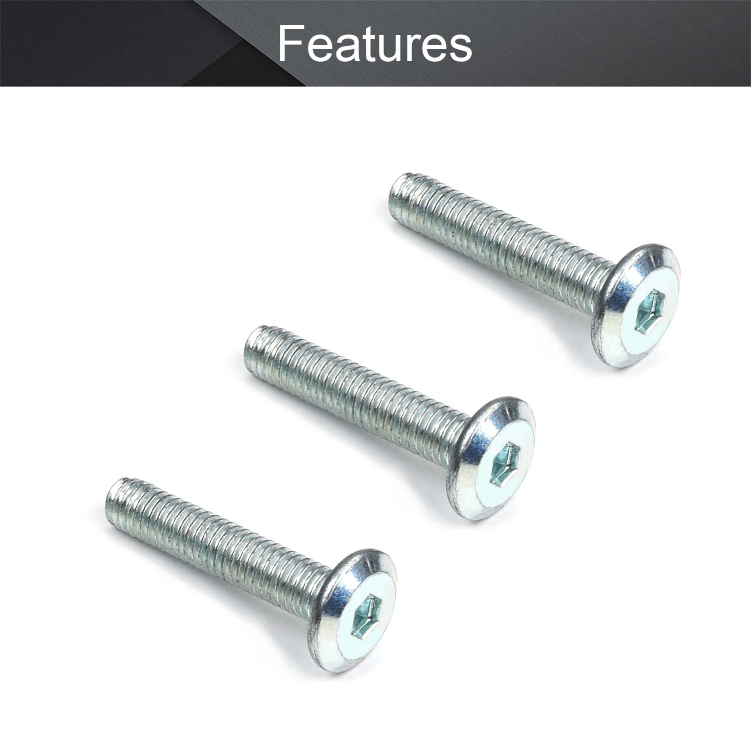 MroMax 40Pcs M6 x 30mm Flat Head Hex Socket Cap Screws Bolts, Blue Zinc Plated Carbon Steel Full Thread Furniture Screws for Assemble Cabinets, Baby Beds, Tables and Chairs