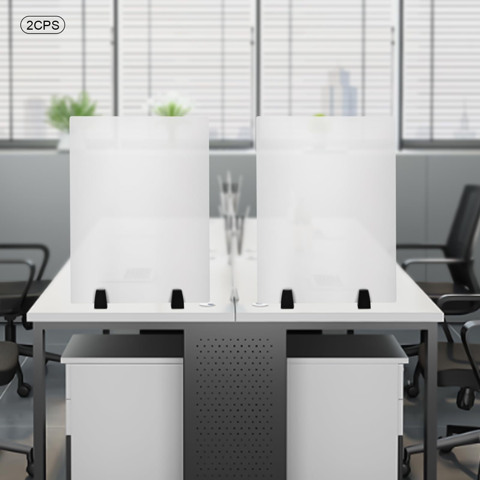 2 Pack Desk Privacy Panels,Modern Dual Frosted Plexiglass 24 x 18 inch Clamp-on Desk Privacy Panels,Acrylic Cubicle Desk Dividers,Office Partitions (24 in x 18 in)