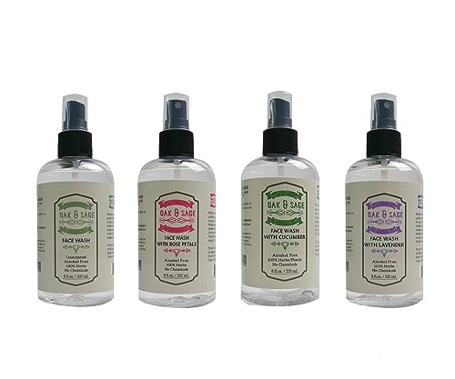 Oak & Sage Homeopathic Face Wash - Unscented - 8oz, 100% Herbs, No Alcohol, No Chemicals - For All Skin Types
