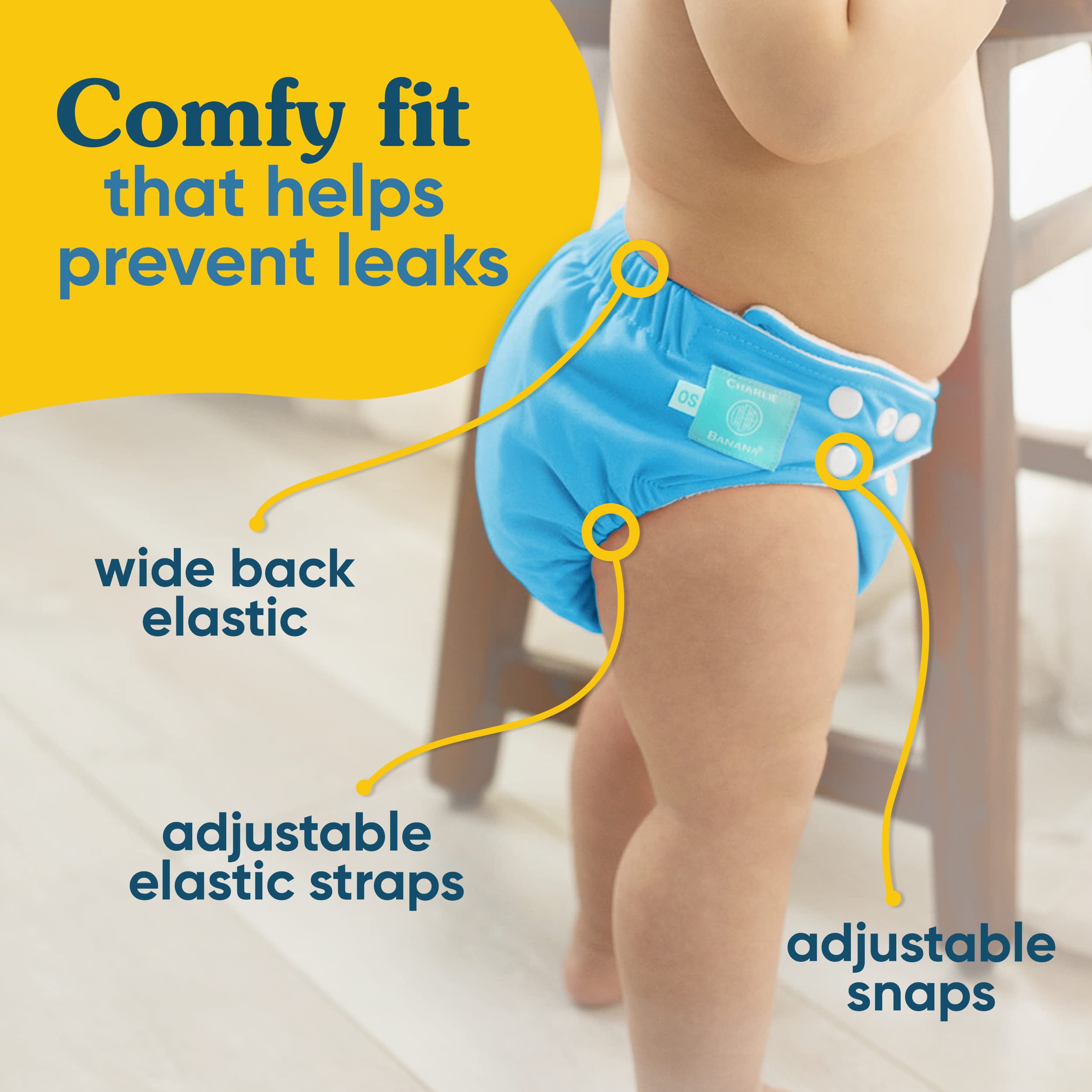 Charlie Banana Baby Washable and Reusable Cloth Diapers, 3 Soft Pocket Diapers and 6 Absorbent Inserts, One-Size, Marguarita