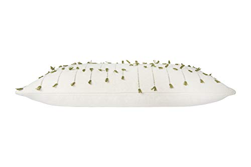 Creative Co-Op Handwoven Cotton Blend Lumbar Pillow with Tassels, Green
