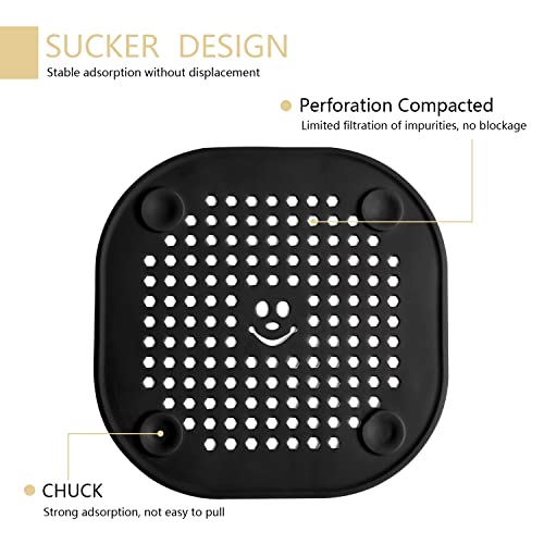 2 Pack Drain Hair Catcher Silicone Bathroom Accessories Shower Drain Protector Sink Drain Strainer Hair Stopper for Shower Kitchen Bathroom Tub Grey