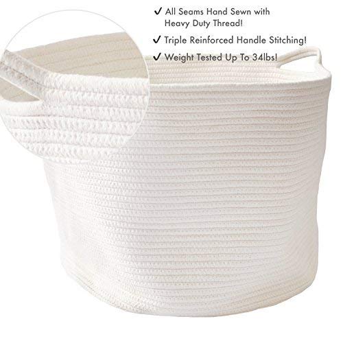Cotton Rope Storage Baskets 23.6"x17.7"x13.8'' Extra Large Boho Blanket Basket Living Room Woven Toy Storage Bin for Blankets Tall Laundry Hamper Baby Nursery Hampers