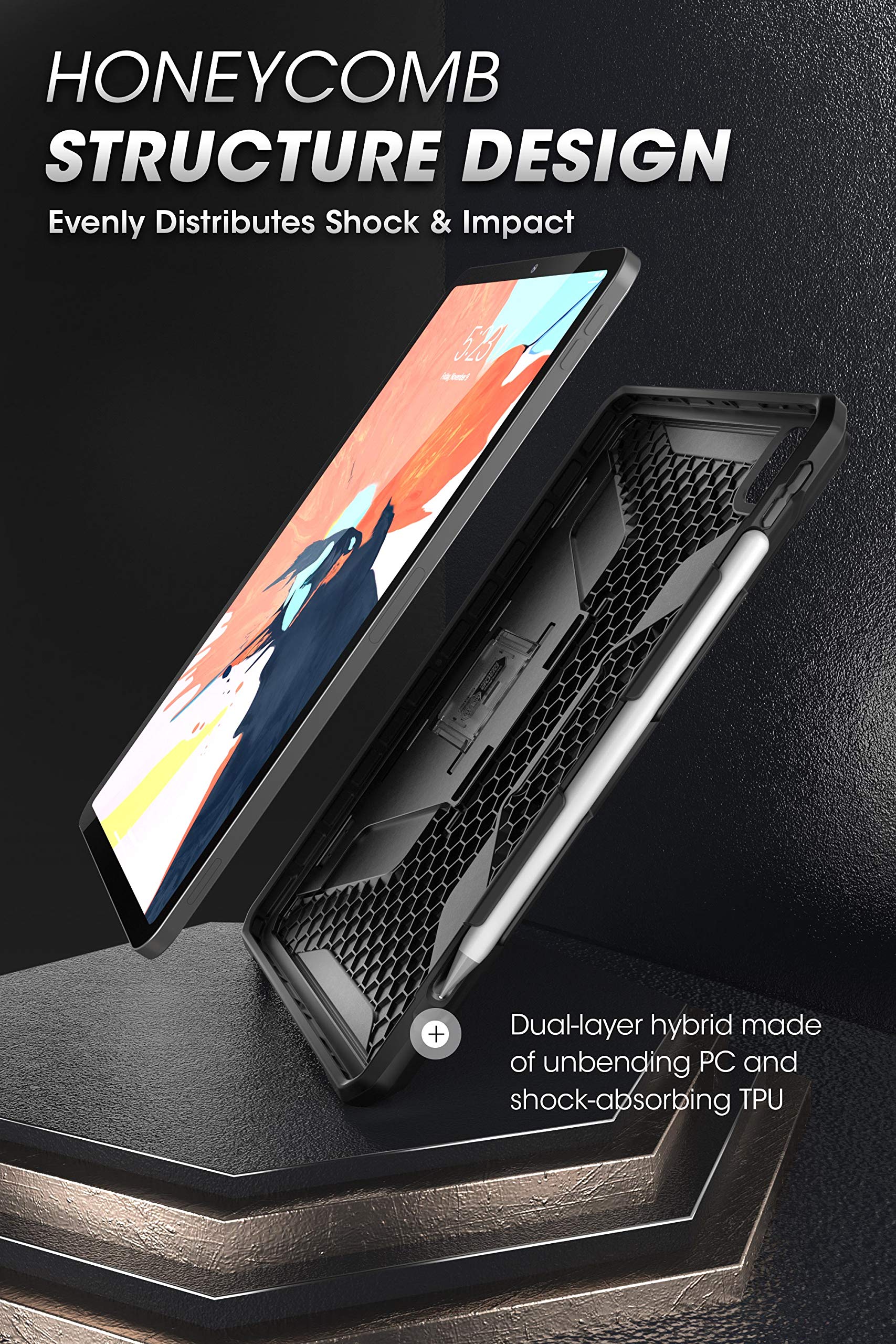 SUPCASE Unicorn Beetle Series Case for iPad Pro 12.9 inch (2022/2021), with Built-in Apple Pencil Holder Full-Body Kickstand Rugged Protective Case for iPad Pro 12.9 6th/5th Gen (Black)
