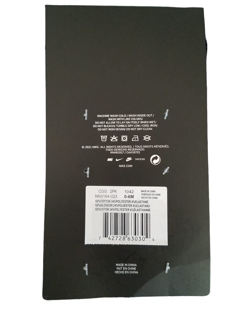 Nike Baby 2-Pack Bootie Socks (Black/White/Gray)