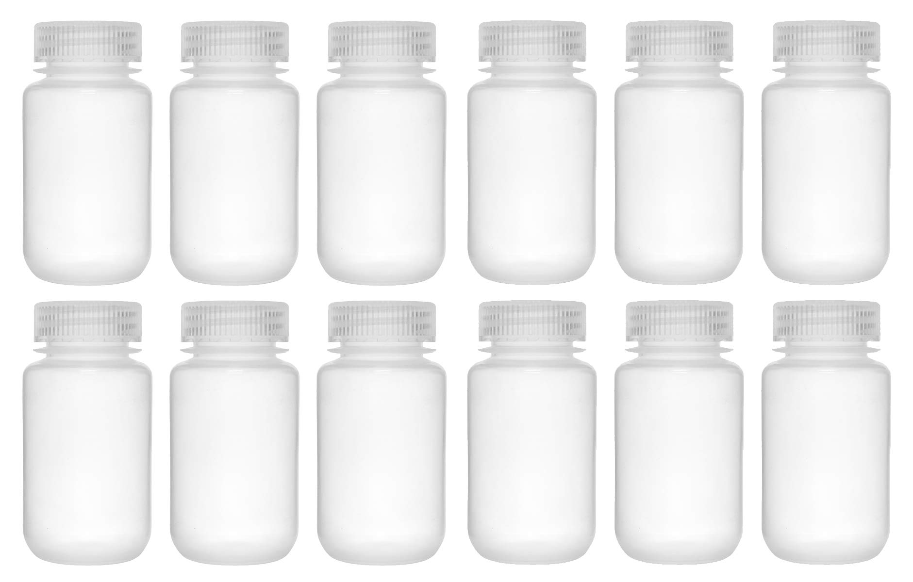 EISCO 12PK Reagent Bottles, 60ml - Wide Mouth with Screw Cap - Polypropylene - Translucent Labs