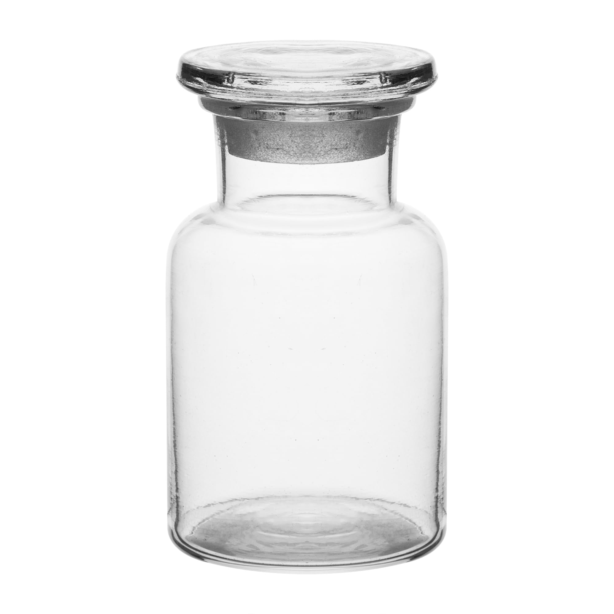 EISCO Reagent Bottle, 125ml - Wide Neck - Includes Tight Fitting Glass Stopper - Soda Glass Labs