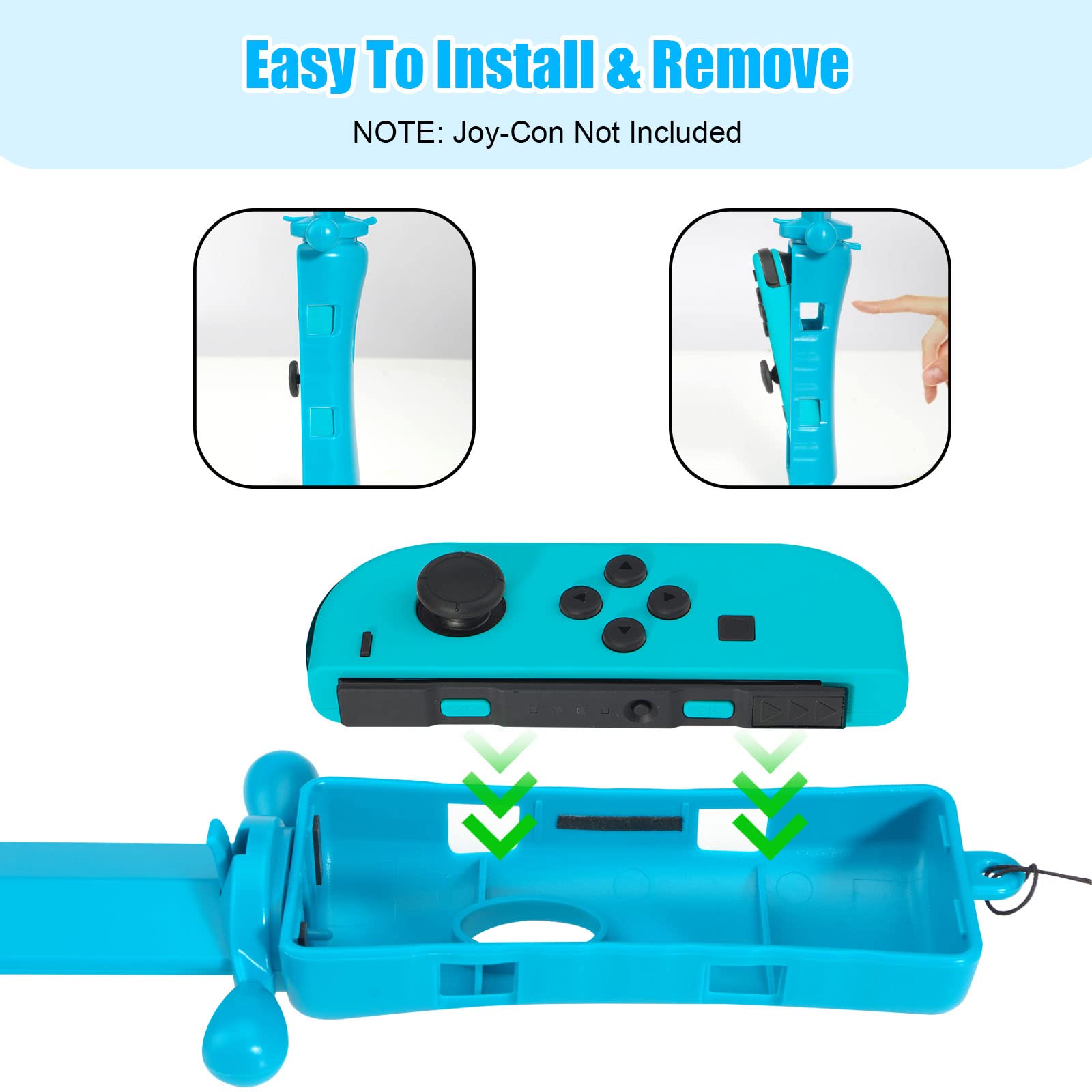 2 Pack Sword Grip Accessories for Switch/Switch OLED JoyCon, Compatible with Switch Sports: Chambara (Swordplay)/The Legend of Zelda: Skyward Sword/Skyrim with Adjustable Wrist Strap