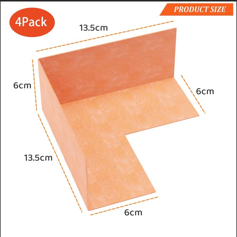 4 Pieces Waterproofing Inside Corner Shower Seamless Membrane Corner Polyethylene Corner Membrane for Bathtub and Steam Room