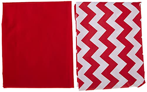 Baby Doll Bedding Chevron and Solid Color Fitted Crib/Toddler Bed Sheet Set, Red 2 Pk