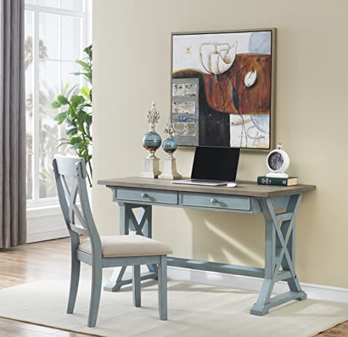 Coast to Coast Imports Two Drawer Writing Desk, Blue, 52" W x 26" D x 30" H