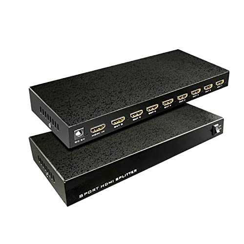 1x8 HDMI Splitter by Anlink-1 in 8 Out,Premium Quality Ultra HD 4K 60HZ 2.0 1x8 HDMI Splitter High Resolutions Up to 4Kx2K&3D,Supports EDID and HDCP Control - Adapter Included