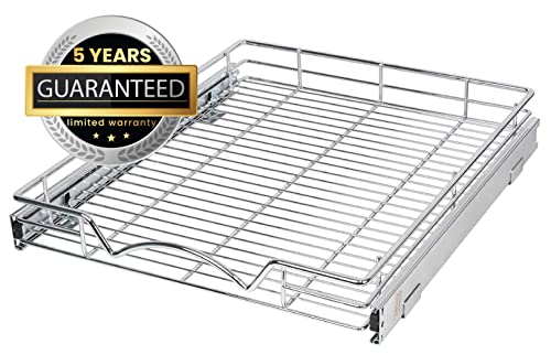 Hold N' Storage Pull Out Cabinet Drawer Organizer, Heavy Duty-with 5 Year Limited Warranty- Slide Out Shelves, -17βW x 21βD - Requires at Least a 18-1/4β Cabinet Opening, Steel Metal, Chrome Finish