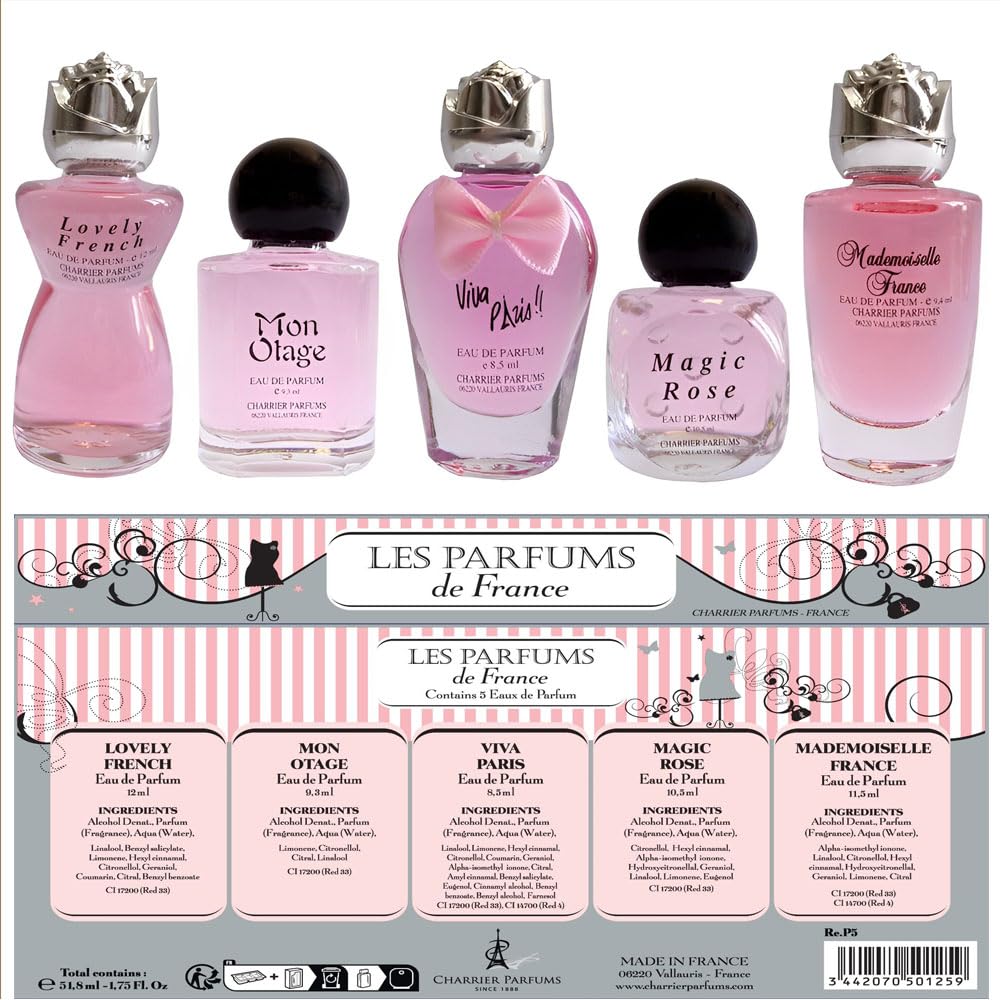 Charrier Parfums - 5 Eaux de Parfum Gift Set - 'Collection Fashion' - 49.7 ml - Made in Provence, France