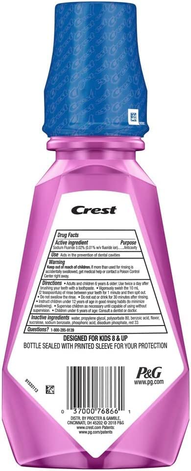 Crest Rinse Anti-Cavity Fluoride Strawberry 16.9 Ounce (500ml) (2 Pack)