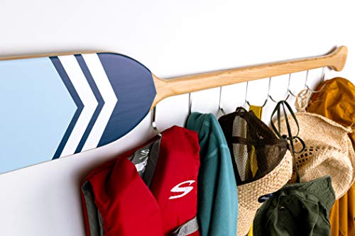 Coat Rack Wall Mount with 8 Hooks on Boat Paddle. Fun, Nautical Themed Clothes Hanger. Makes a Great Gift. Fully Assembled. Mount on Wall or Door in Mudroom, Entryway, Bathroom, Bedroom. Color: Navy