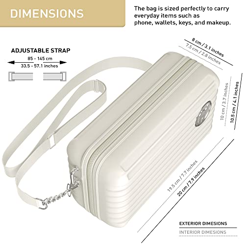 Aestoria Hardshell White Clutch Purses for Women, Adjustable Leather Strap with Light Weight & High Resistance Polycarbonate Clutch Bag, Cross Body White Clutches for Women, Carteras De Mujer