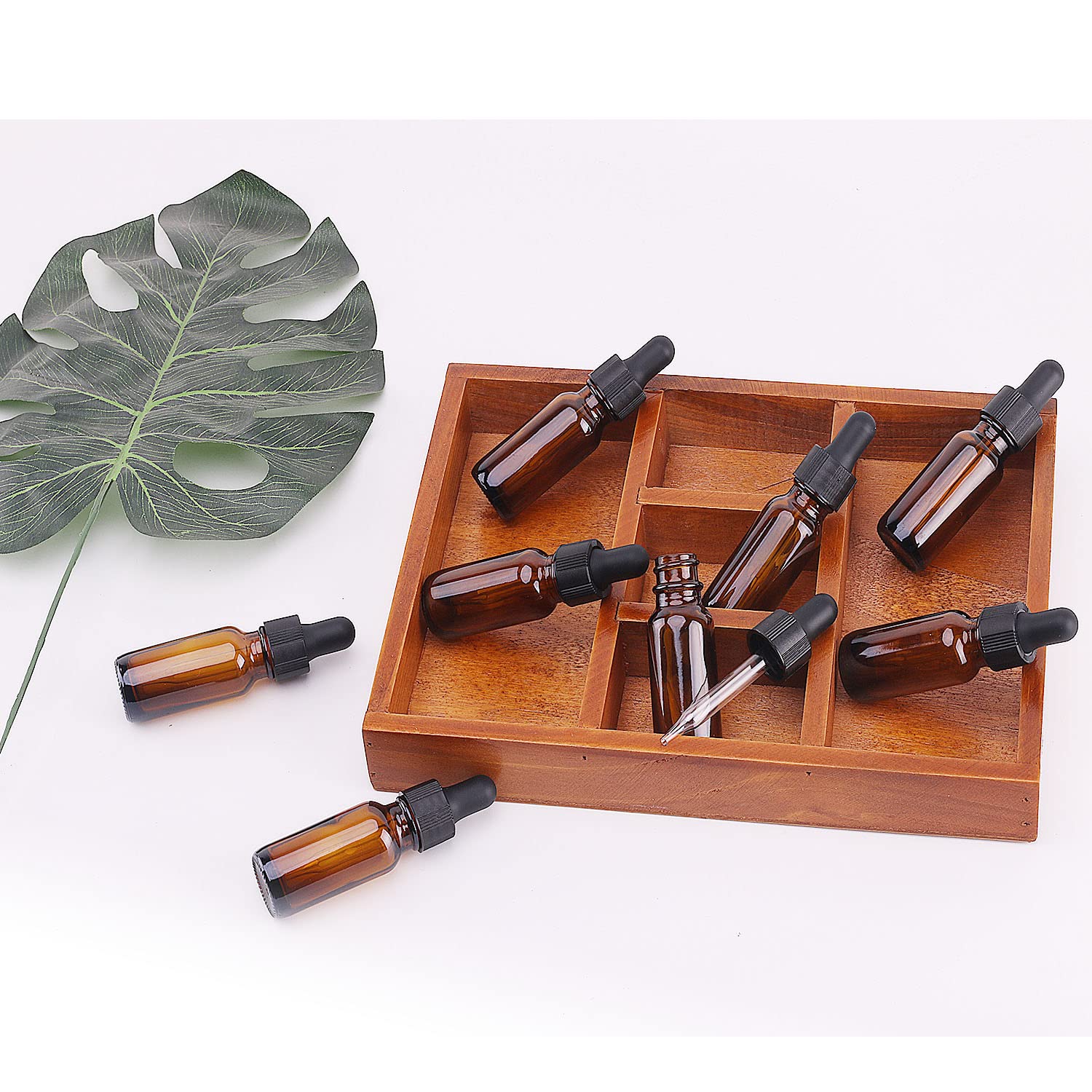 8pack 1/2oz amber Glass Dropper Bottle with Glass Pipette Eye Dropper Bottles Refillable for Essential Oil, Liquid Aromatherapy Fragrance Colognes & Perfumes[free A dropper and a funnel] (1/2oz)