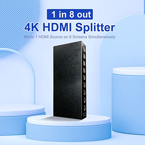 1x8 HDMI Splitter by Anlink-1 in 8 Out,Premium Quality Ultra HD 4K 60HZ 2.0 1x8 HDMI Splitter High Resolutions Up to 4Kx2K&3D,Supports EDID and HDCP Control - Adapter Included