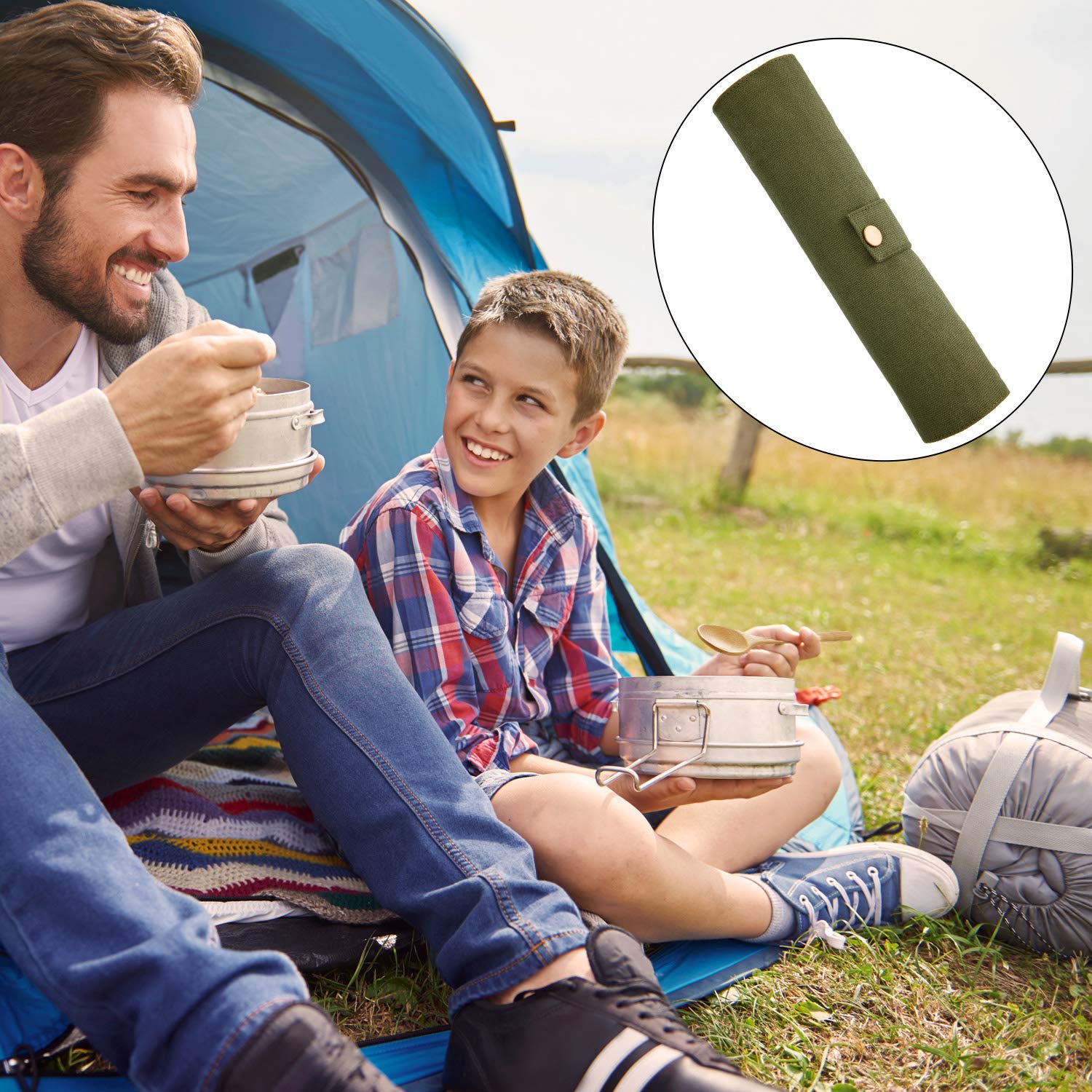 2 Sets Bamboo Cutlery Bamboo Utensils Reusable Flatware Set Bamboo Travel Utensils Include Reusable Chopsticks Fork Spoon Knife Straws Brush for Camping Hiking Picnic with Pouch Bag