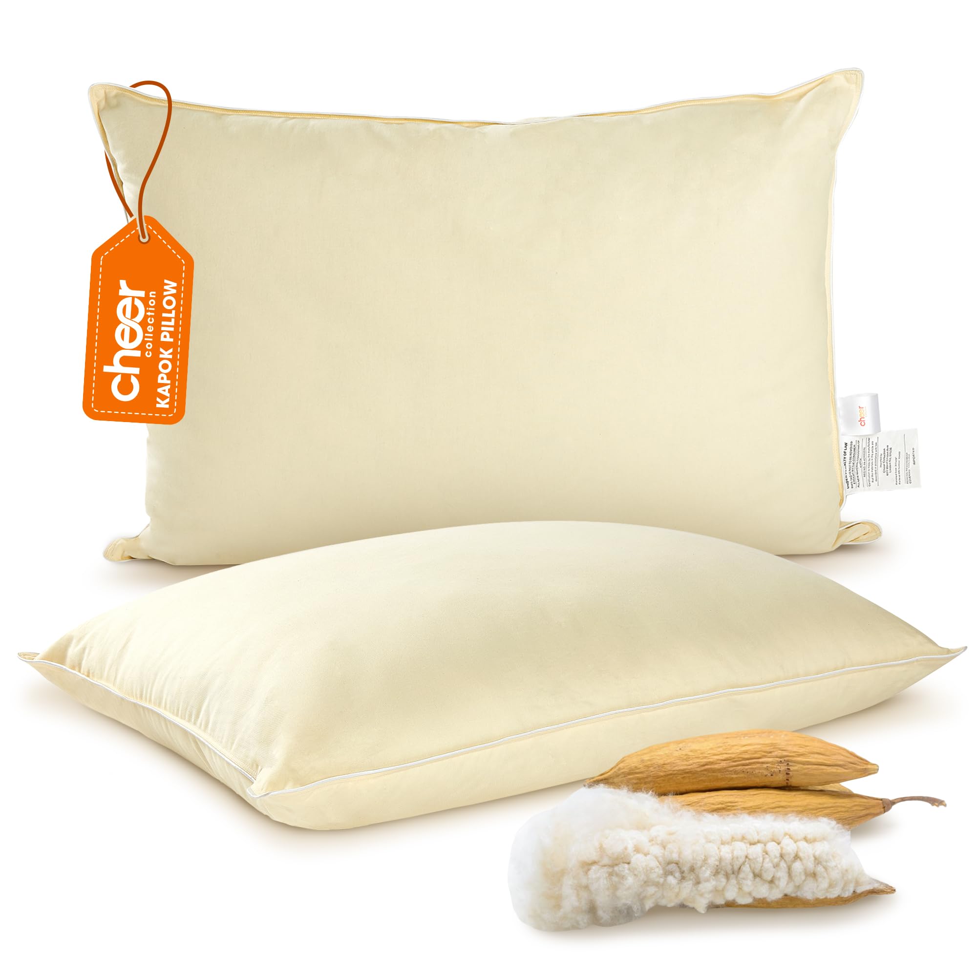 Cheer Collection U Shaped Body Pillow - Down Alternative Full Body Pillow for Side Sleeper, Pregnancy, Neck and Shoulder Support - Zippered Cover