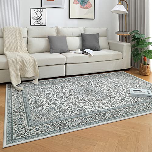 Aelenmu Area Rug Living Room Rugs: 3x5 Small Washable Non-Slip Stain Resistant Rug with Anti Slip Rubber Backing for Bedroom Dining Room Nursery Under Kitchen Table Home Office - Green