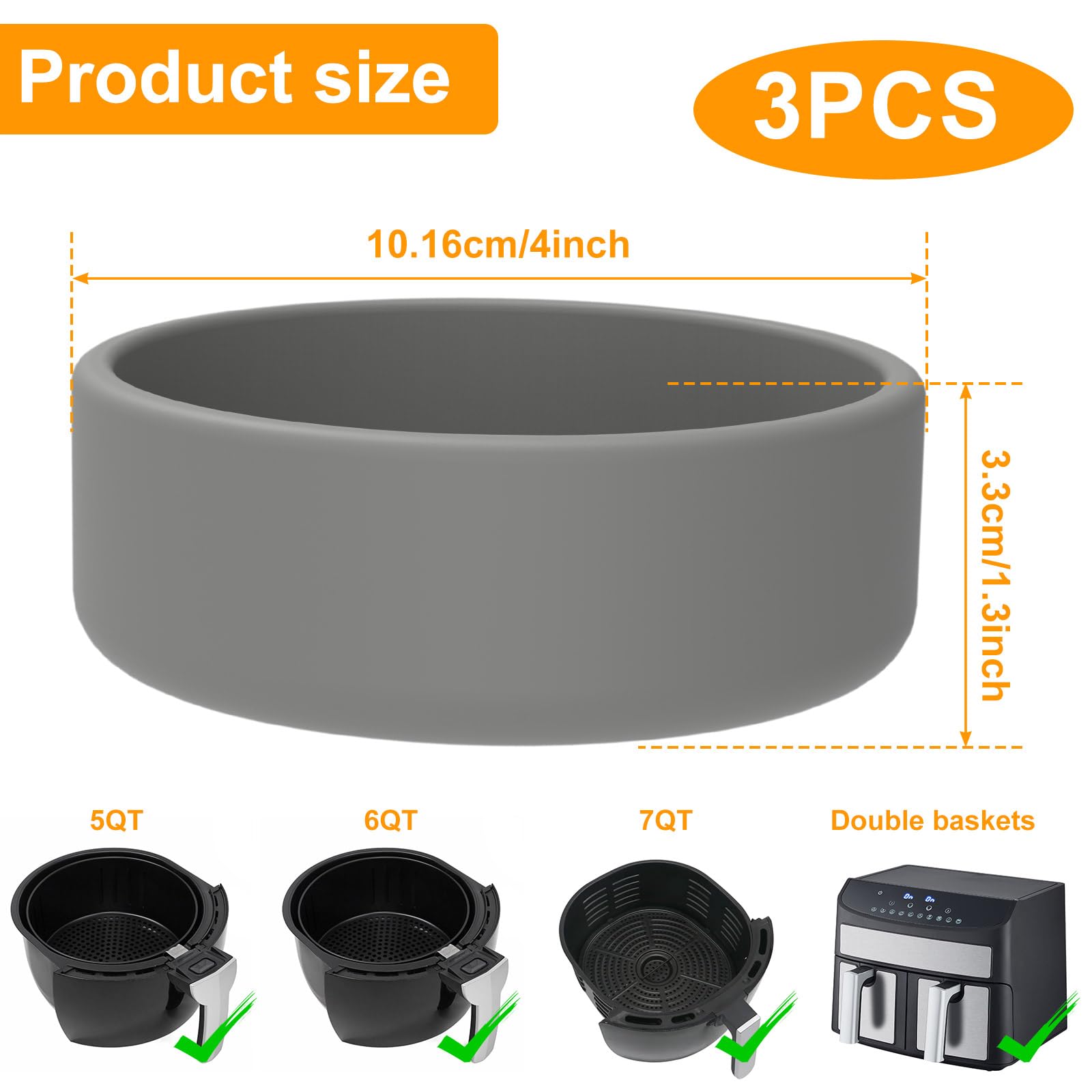 3Pcs Air Fryer Egg Mold, Reusable Egg Bite Maker, Nonstick Silicone Egg Molds, Microwave Egg Cooker, Silicone Egg Poacher Cups, Air Fryer Dash Egg Cooker, Air Fryer Accessories for Oven, 4×1.3inch