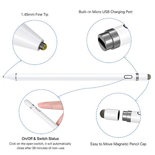 Active Stylus Pen Compatible for iOS&Android Touch Screens, Pencil with Dual Touch Function,Rechargeable Stylus for iPad/iPad Pro/Air/Mini/iPhone/Cellphone/Samsung/Tablet Drawing&Writing
