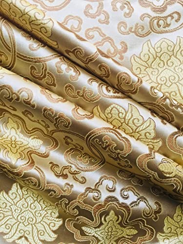 Adelaide Gold Chinese Brocade Satin Fabric by The Yard - 10058