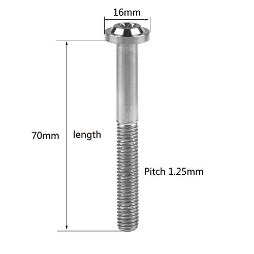 Wanyifa Titanium M8 10 15 20 25 30 60 70mm Torx Head Bolt Screw Pack of 4 (M8x70mm, Silver)