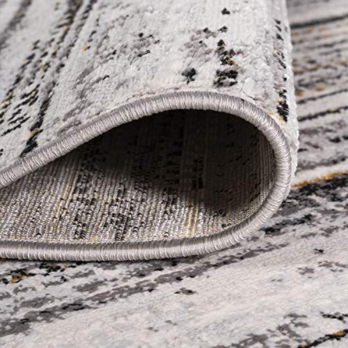 JONATHAN Y SOR200A-5 Loom Modern Strie' Indoor Area-Rug Solid Striped Casual Transitional Easy-Cleaning Bedroom Kitchen Living Room Non Shedding, 5 ft x 8 ft, Gray/Black