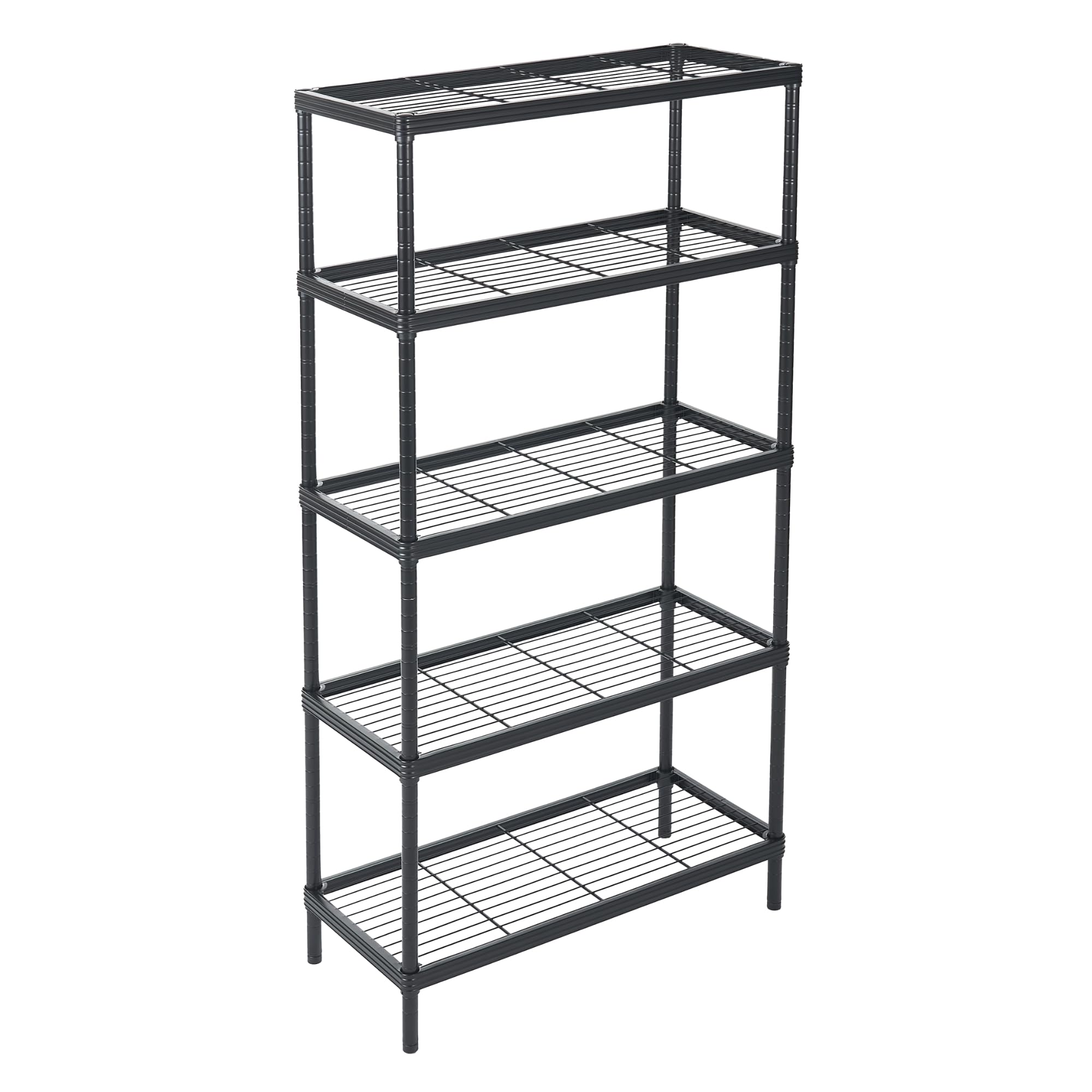 5 Tier Wire Shelving Unit Storage Rack, Metal Heavy Duty Utility Organizers, Organization Units for Products Plant Pantry, Garage, Laundry Racks Durable Shelf Stand,14"W x 30"L x 60"H, Black