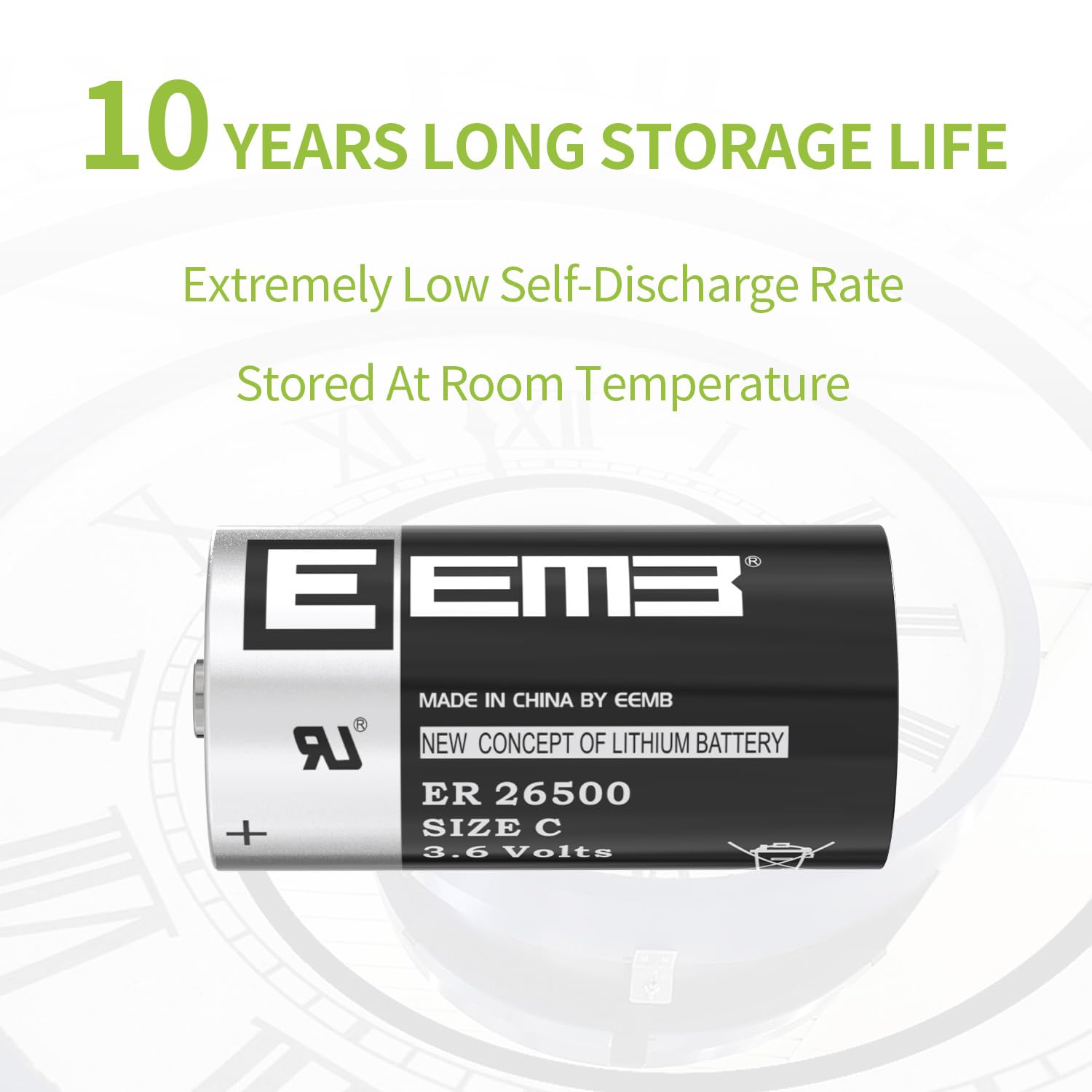 EEMB 2Pack ER26500 C Size 3.6V Lithium Battery High Capacity Li-SOCL₂ Non-Rechargeable Battery LS26500 SB-C01 TL-2200 for Automobile tire Pressure Monitor,Smart Card,Electricity Meter,Wireless Tools