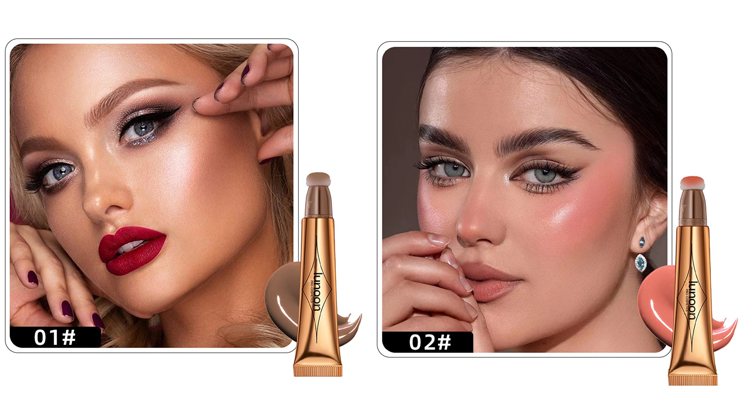 2 Colors Liquid Contour Beauty Wand, Highlighter and Bronzer Stick,Long Lasting & Smooth Natural Matte Finish,with Cushion Applicator Attached Easy to Blend. (1#/2#)