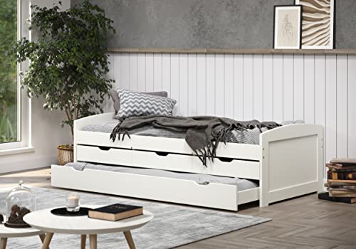 ADEPTUS Solid Wood Twin Day Bed with Trundle and Drawers