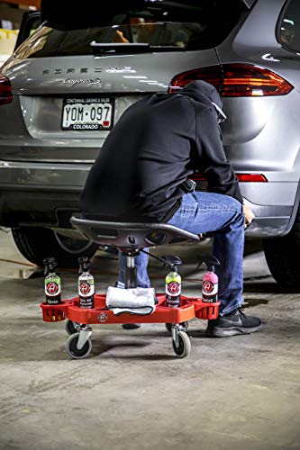 Adam's Polishes Pro Rolling Stool, Car Detailing Stool Chair, Shop Stool with Wheels, Garage Organizer & Tool Organizer Tray, Adjustable Height for Car Cleaning Buffer Polisher Ceramic Coating Car Wax