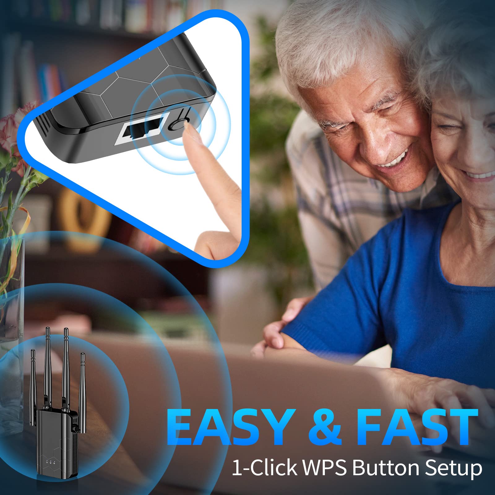 2023 WiFi Extender Signal Booster for Home, Wi-Fi Range Extenders up to 9000sq.ft, Internet Extender Booster with with Ethernet Port, Wireless Signal Amplifier Support 1-Tap Easy Setup