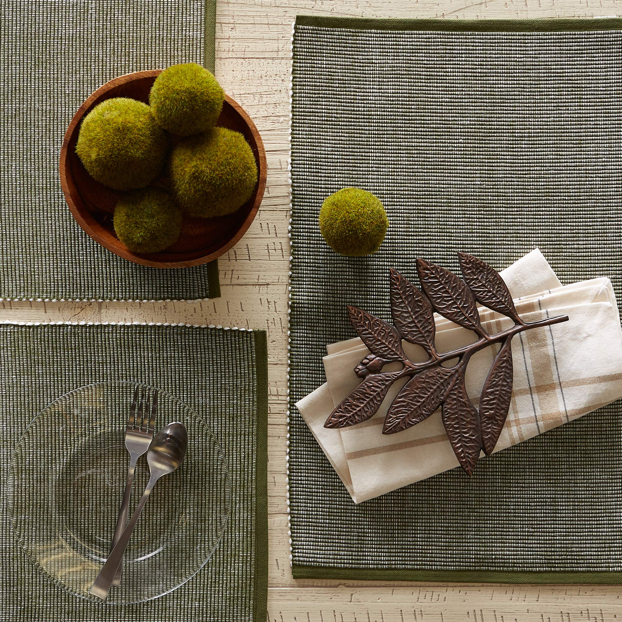 DII Two-Toned Collection Tabletop, Placemat Set, Sage, 6 Piece